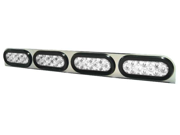 Four Amber LED Oval Auxiliary Lamps with Clear Lens in 33 inch ...
