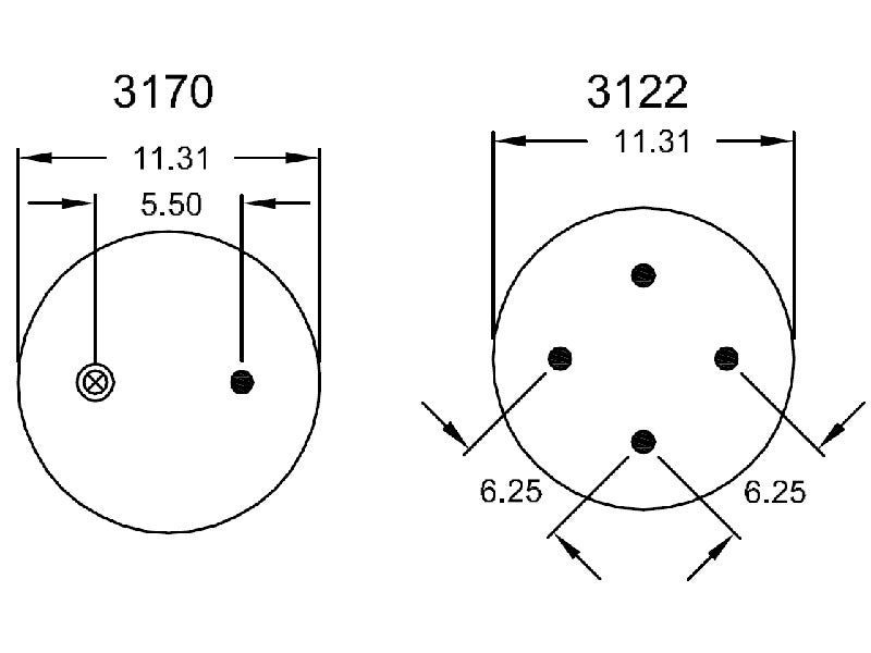 W01-358-7093 | Firestone Single Convoluted Air Spring | 113B-.5