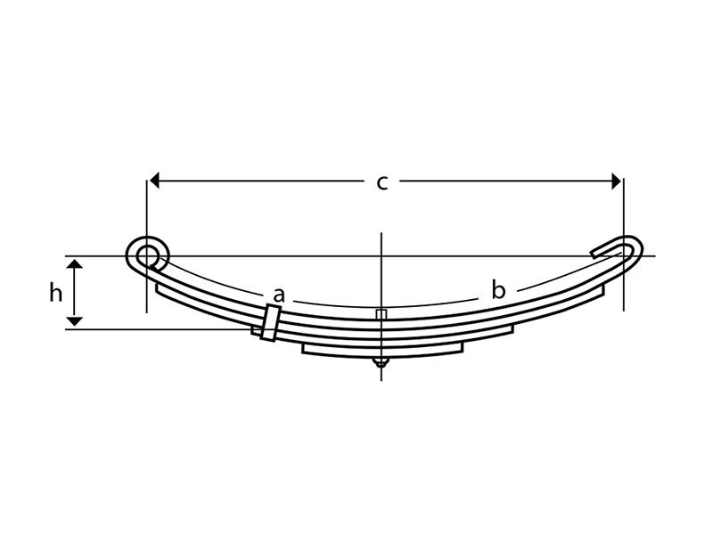 Trailer Leaf Spring | Slipper - Open Eye | 4 Leaves | MTS-264
