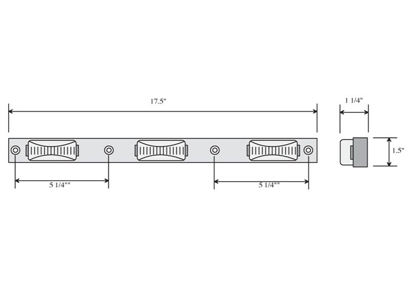 19053 | 17.5 inch Identification Cluster Bar | 2.5 inch Red Lamps