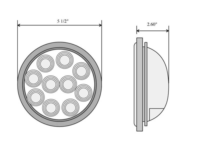 4 inch Red 10 Diode Round Sealed LED Stop / Tail / Turn Lamp Kit with ...