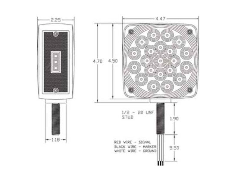 4801LEDL | Square Left Side Front Turn Signal Lamp