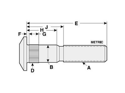 Wheel Stud 13-1564, M22-1.5 x 4.50 (114 mm) long