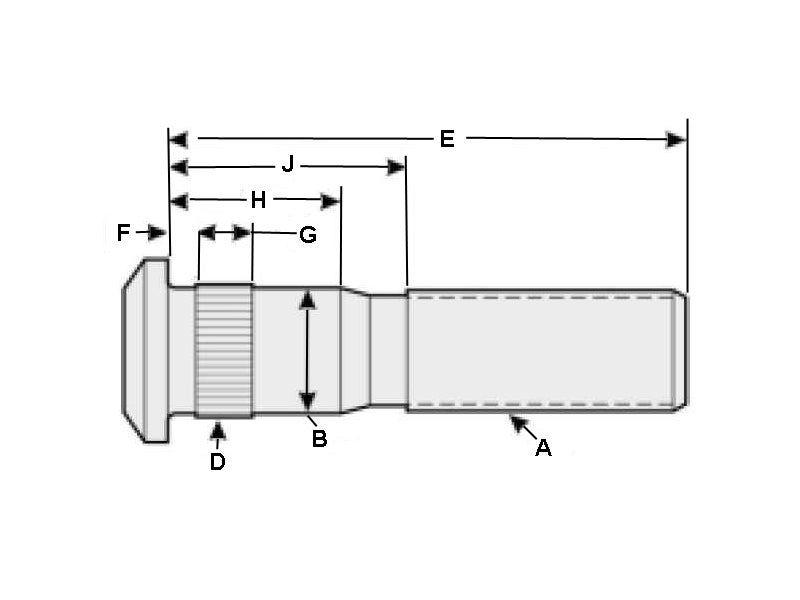Wheel Stud 13-1582, M22-1.5 x 4.43 (112.5 mm) long