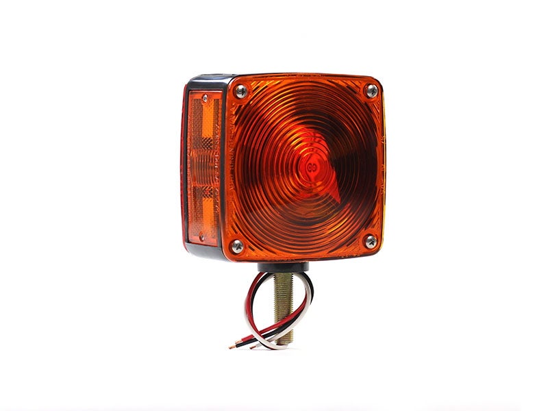 Square Front Turn Signal Lamp with Red and Amber Lenses and Black ...