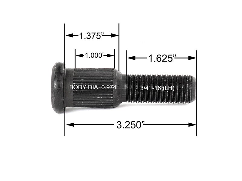 13-1231R | Wheel Stud | 3/4"-16 x 3.37 Inch Long | Right Hand